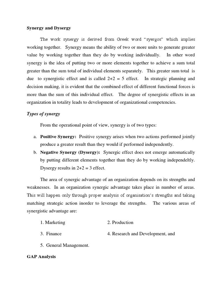 Synergy and Dysergy: Understanding Positive and Negative Effects | PDF