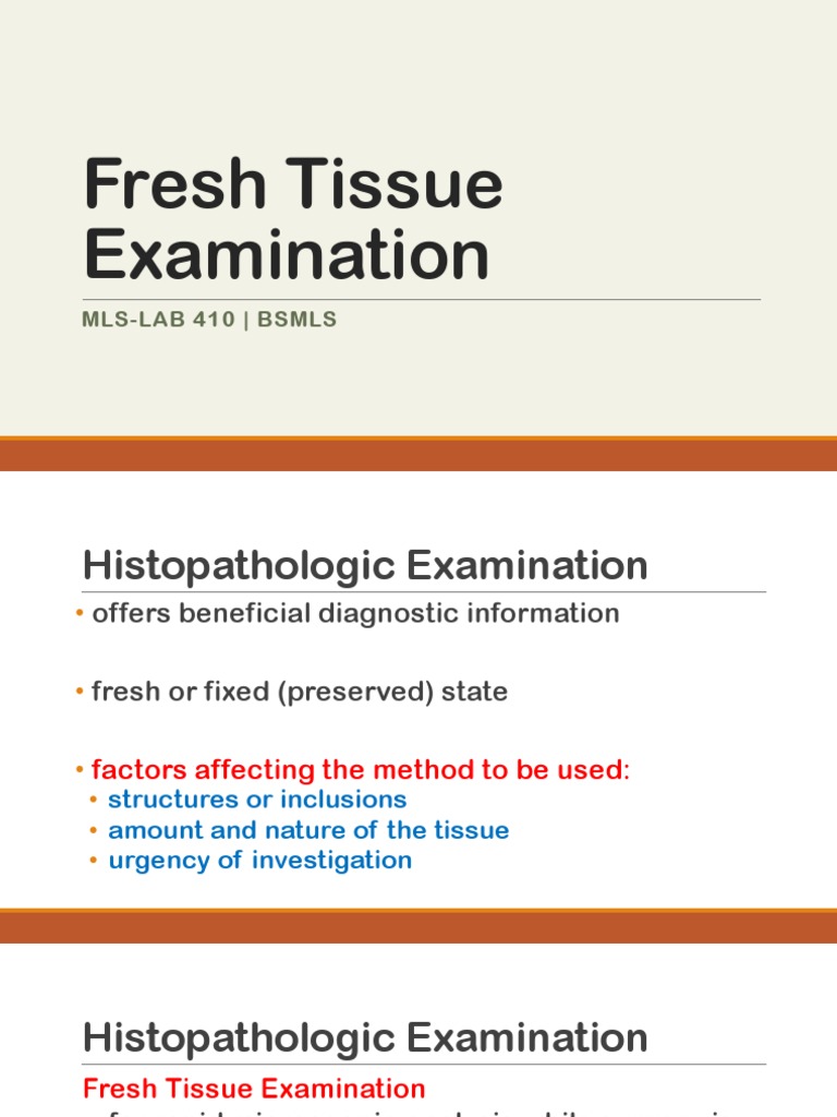 02 HP Lab - Fresh Tissue Examination | PDF | Histopathology | Laboratories