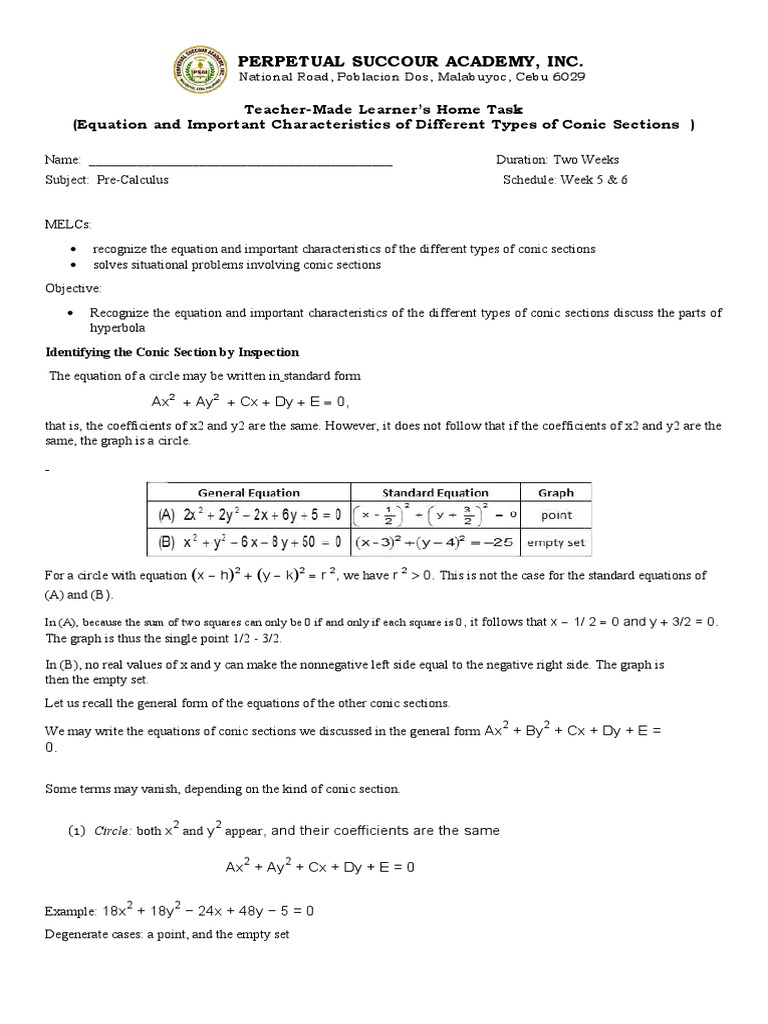 Precal Week 5-6 | Download Free PDF | Ellipse | Geometric Shapes