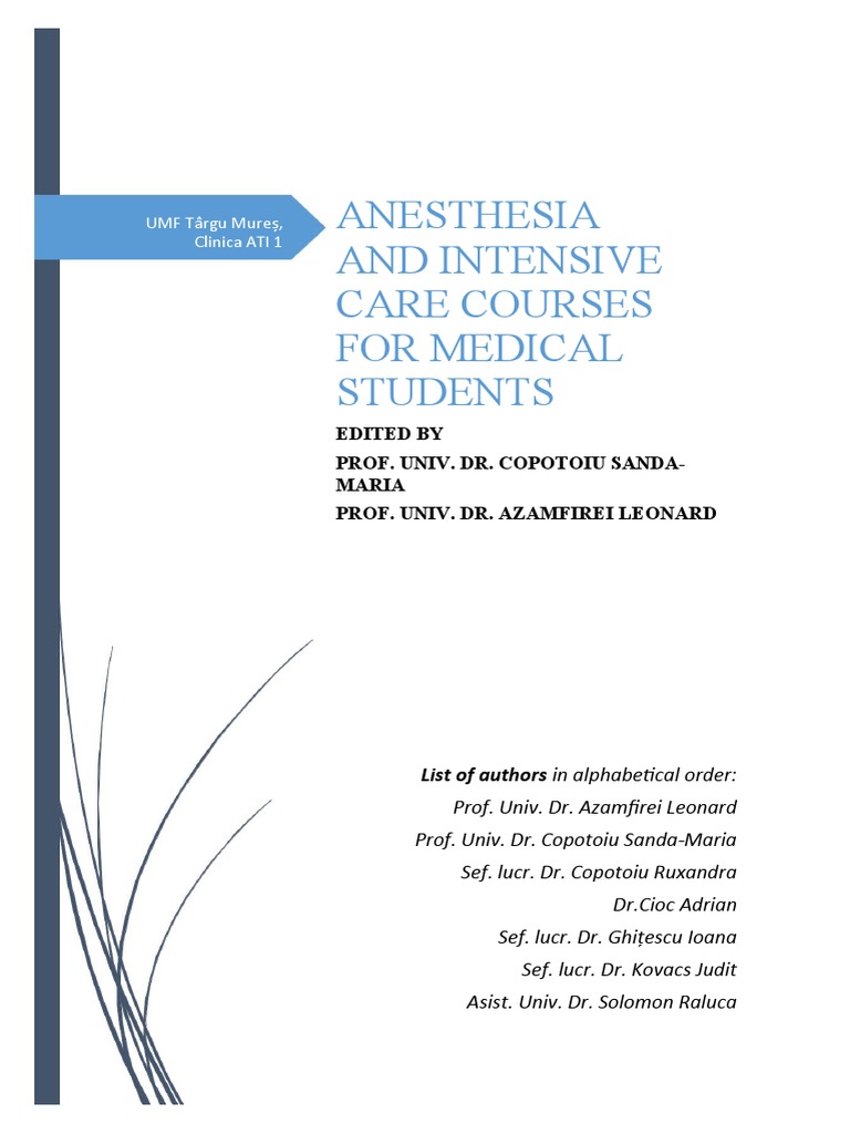 Anesthesia and Intensive Care Courses For Medical Students | PDF | Science & Mathematics
