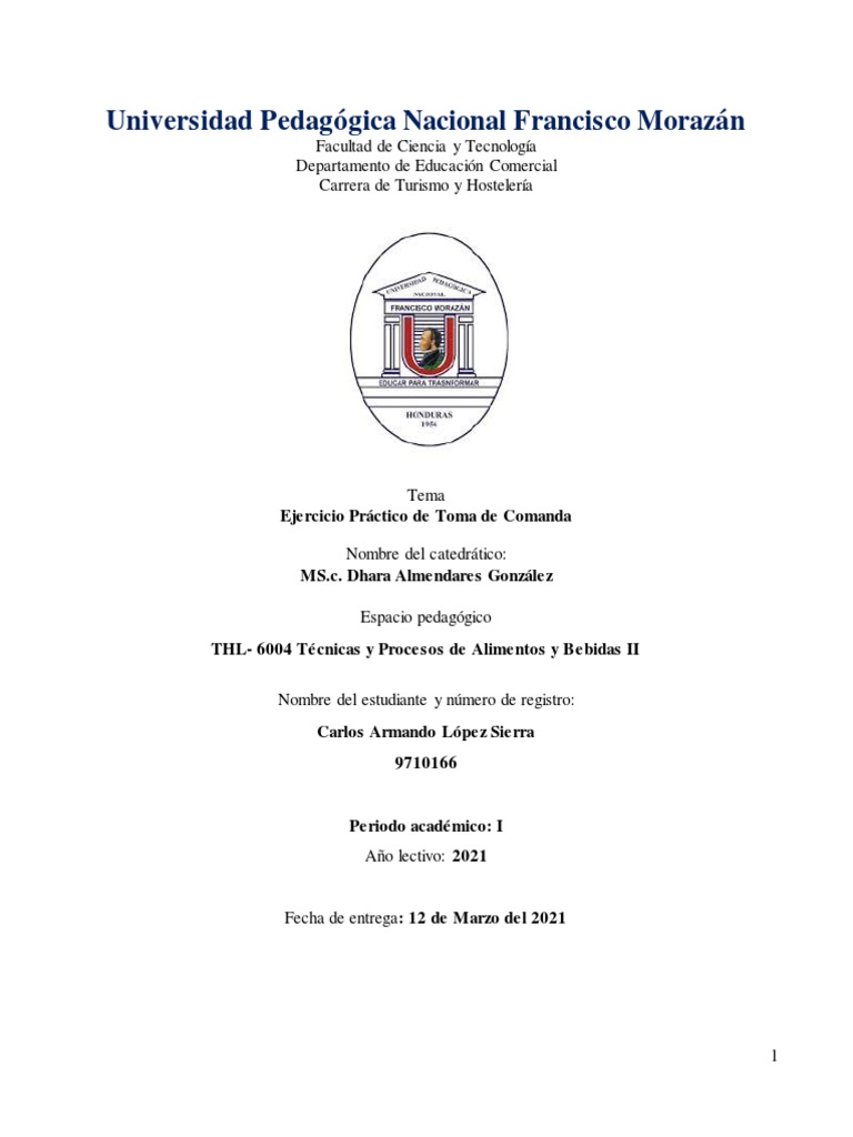 Ejercicio Practico de Toma de Comanda - Carlos Lopez | PDF | Hotel | Alimentos