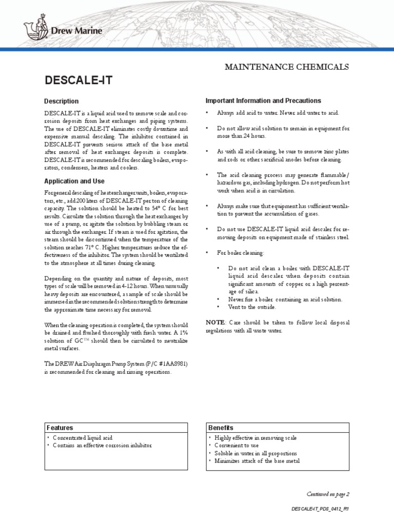 Descale-It: Maintenance Chemicals | PDF | Heat Exchanger | Boiler
