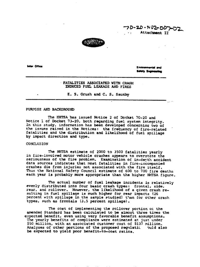 Ford Pinto Memo On Cost Benefit Analysis of Burn Victims | PDF