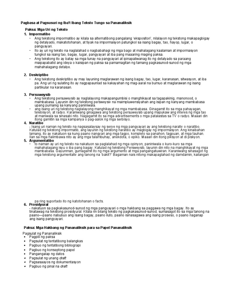 Pagbasa at Pagsusuri | PDF