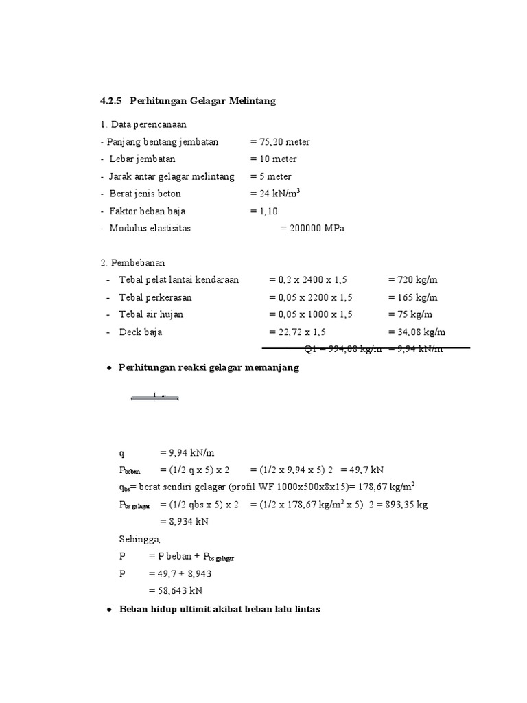 Perhitungan Gelagar Melintang | PDF