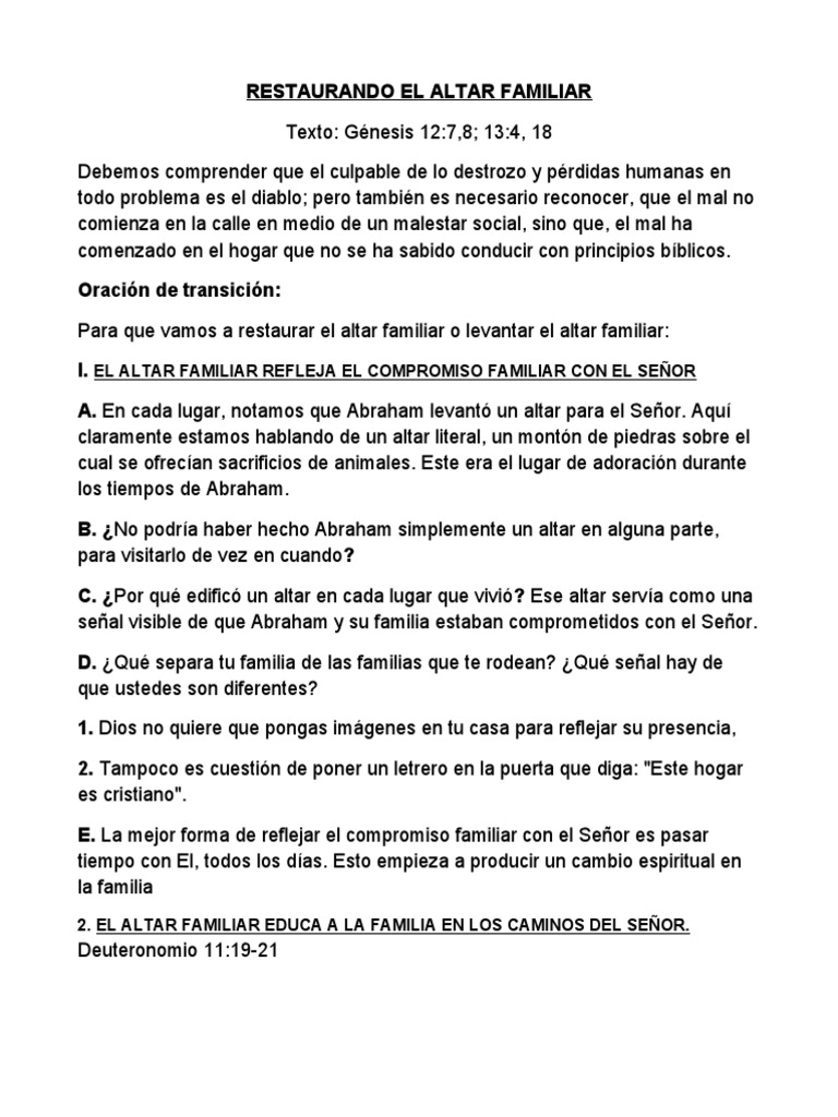 Restaurando El Altar Familiar | PDF | Abrahán | Oración