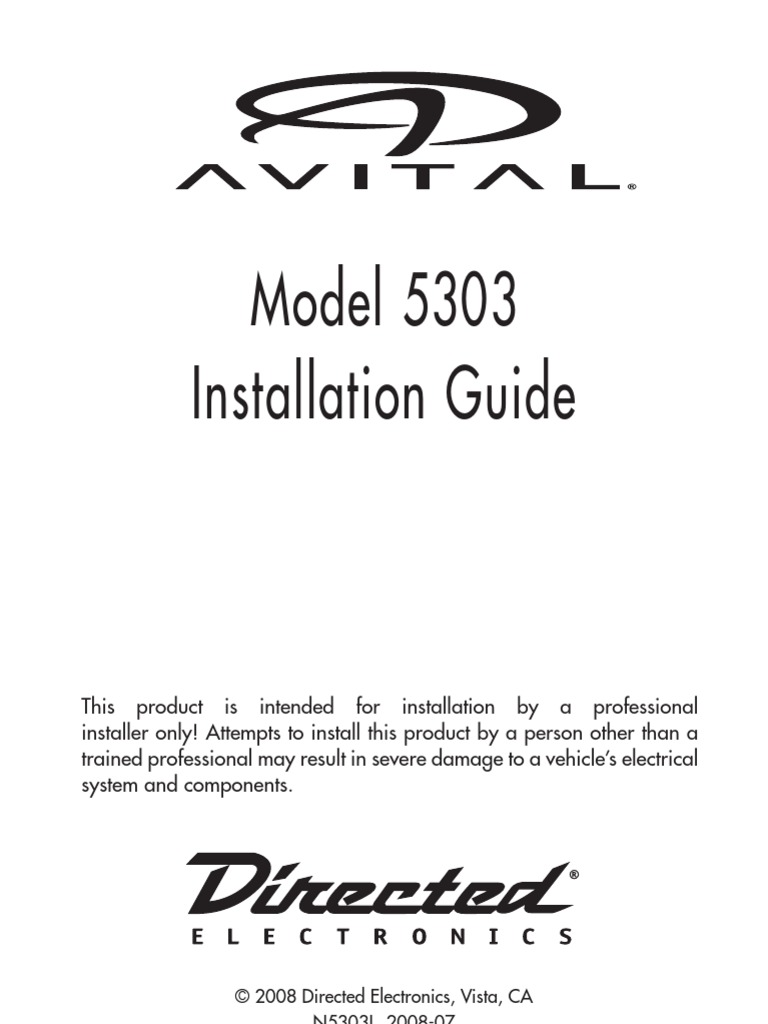 Avital 5303 Installation | PDF | Ignition System | Relay