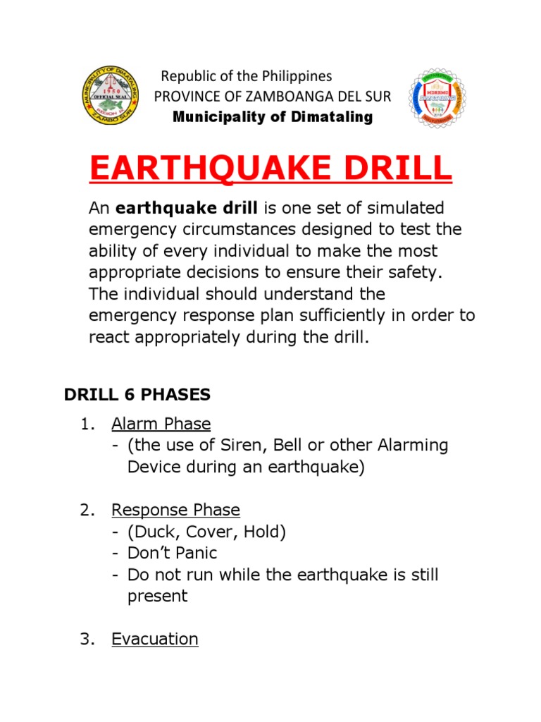 Earthquake Drill Procedures and Phases | PDF | Science & Mathematics