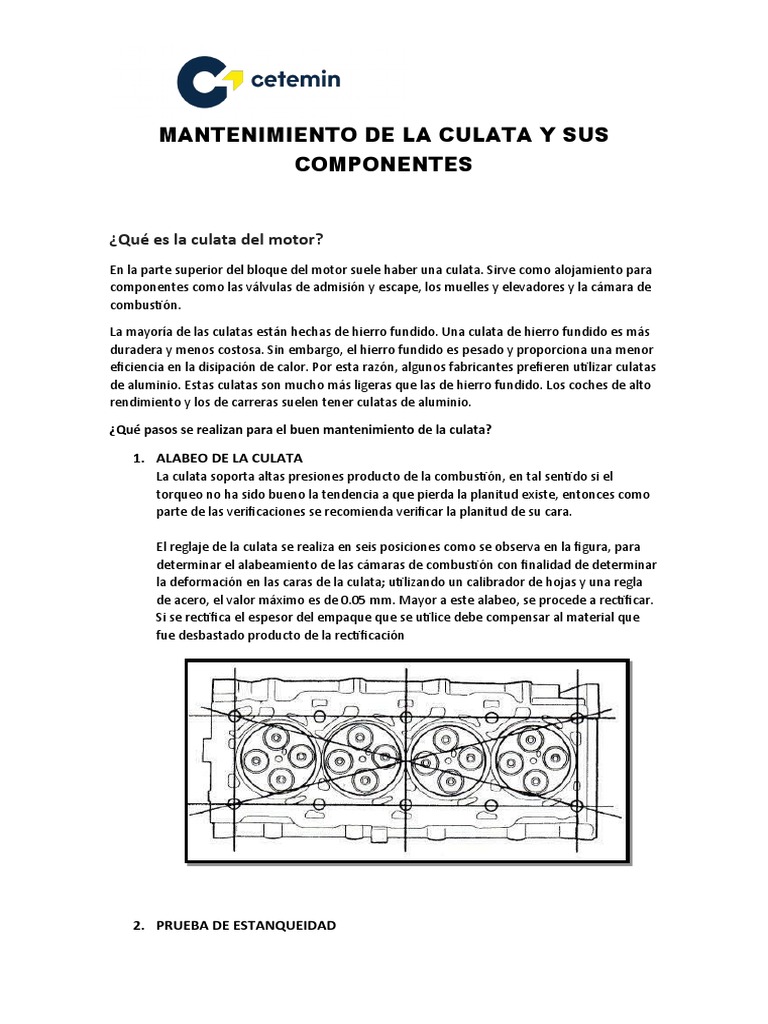 Mantenimiento de La Culata y Sus Componentes | PDF | Máquinas ...