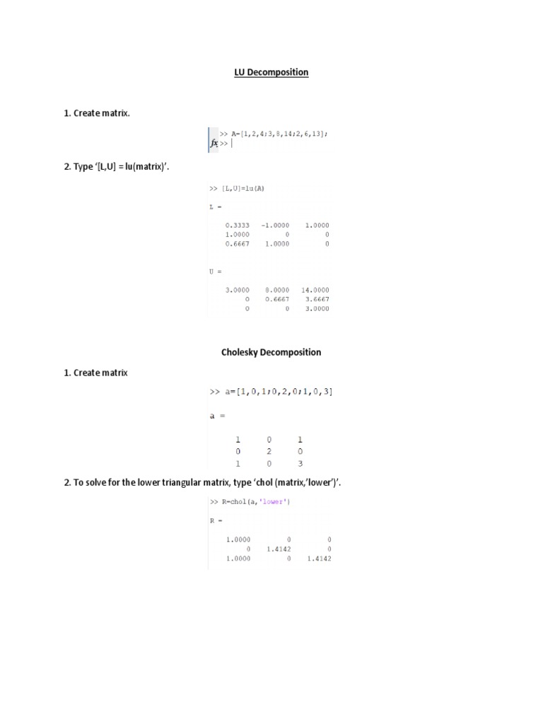 Simultaneous Linear Equations - MATLAB | PDF