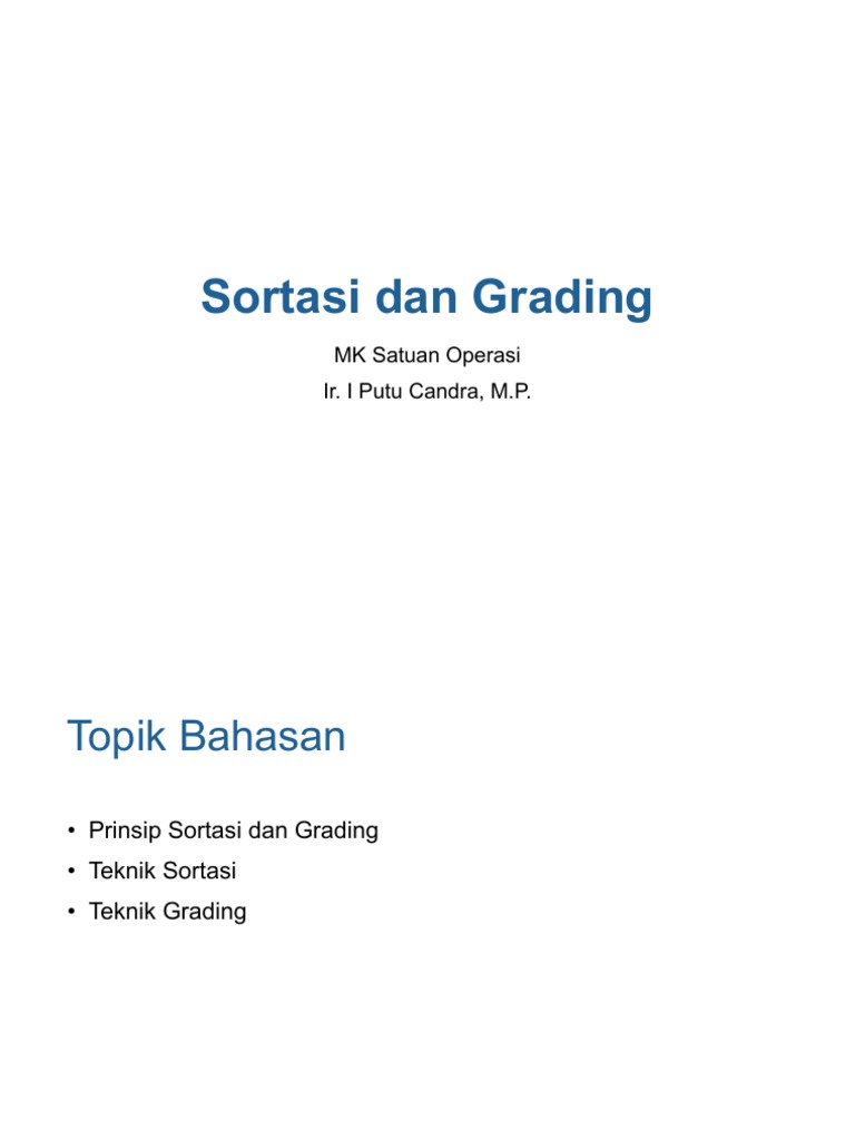 Prinsip dan Metode Sortasi Grading | PDF
