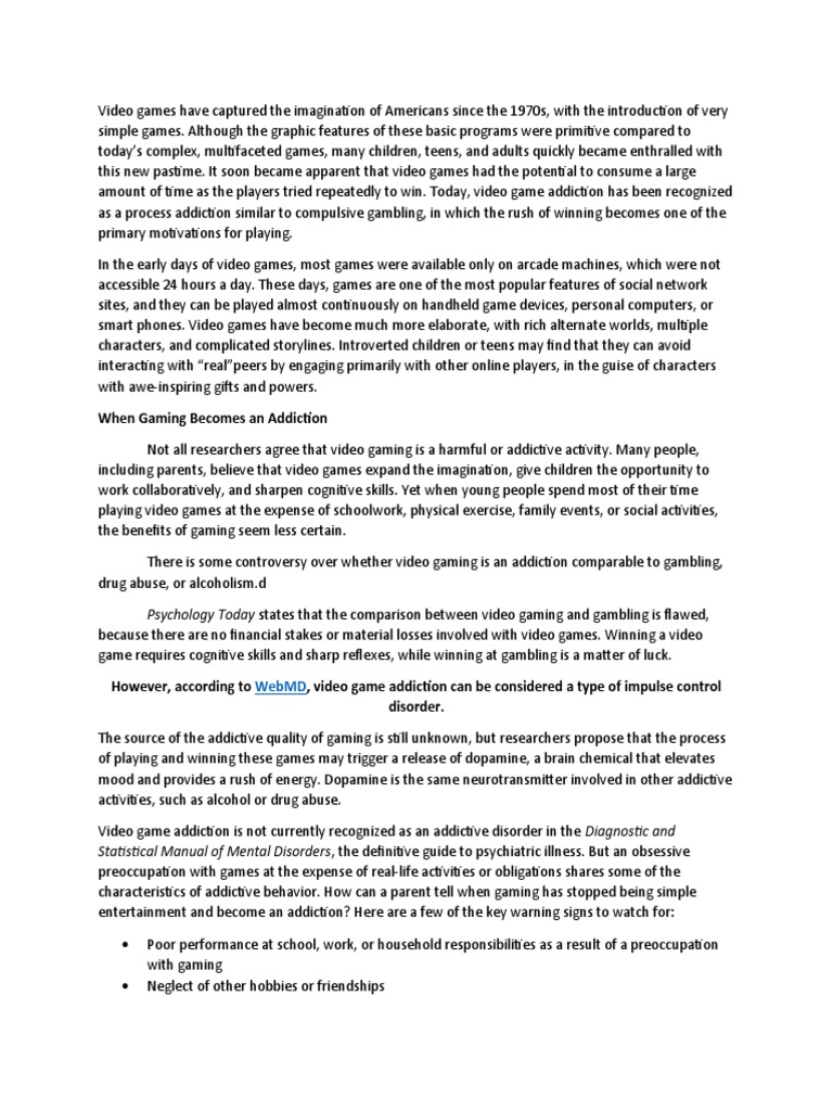 Video Games Addiction and Health Risks | Download Free PDF | Mental ...