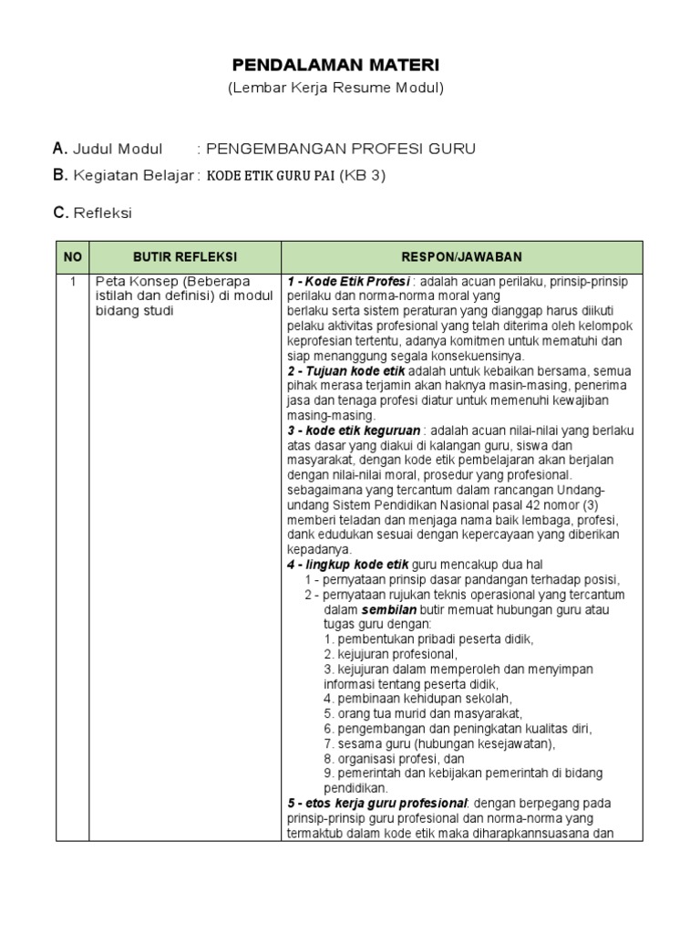 LK - Resume KB 3 (Pengembangan Profesi Guru) | PDF