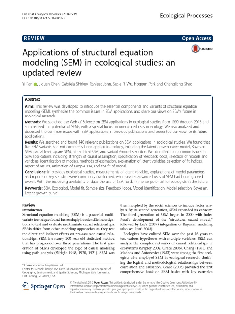 Applications of Structural Equationmodeling (SEM) in Ecological Studies Anupdated Review | PDF ...