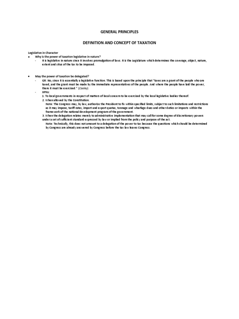 General Principles Definition and Concept of Taxation | PDF | Social ...