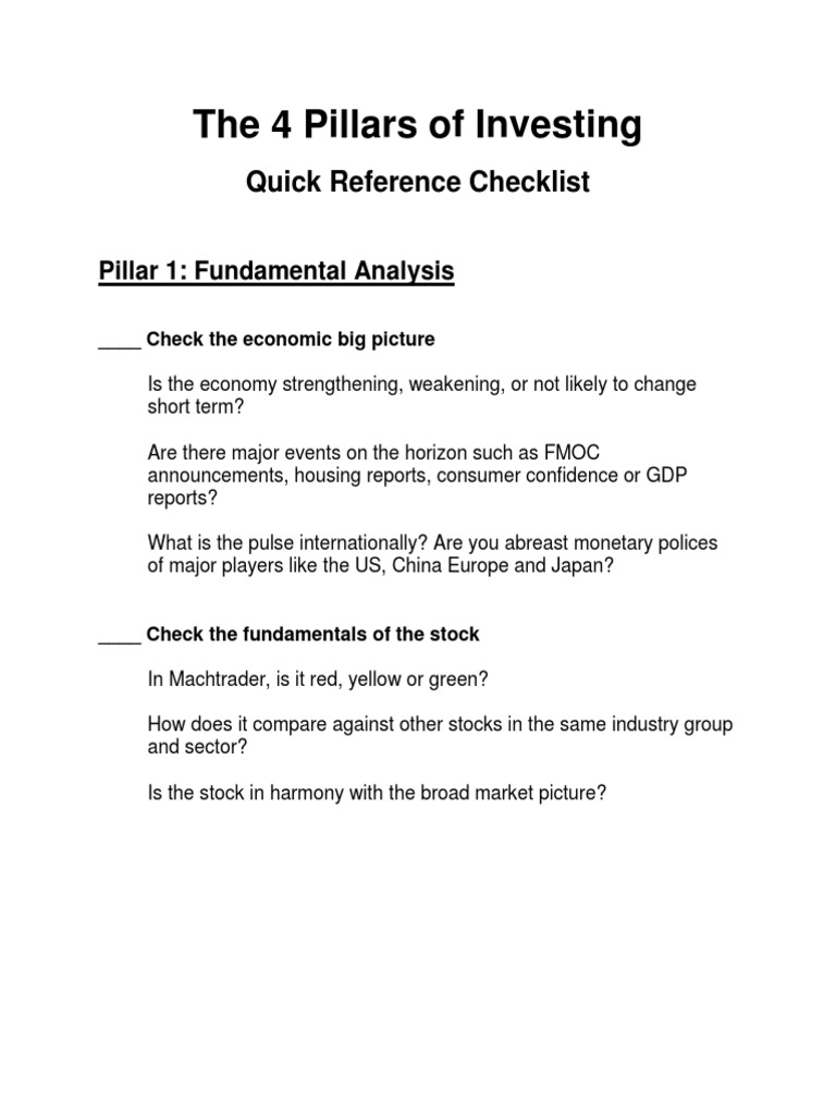 Investing Strategy Checklist Guide | PDF | Stocks | Option (Finance)