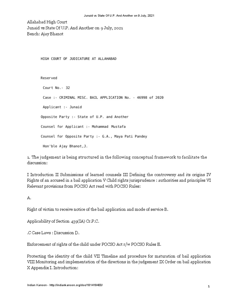 Bail Process in POCSO Cases | PDF | Legal Aid | Bail