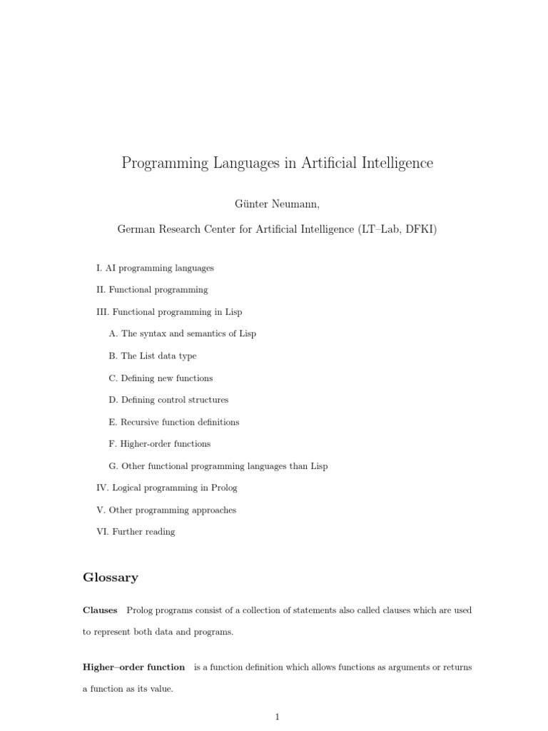 AI Programming Languages Guide | PDF | Functional Programming ...