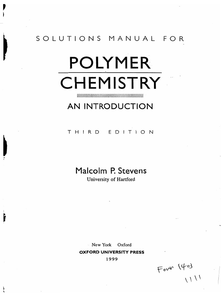 Polymer Chemistry 3rd Edition Written by Malcolm P. Stevens - Solution ...