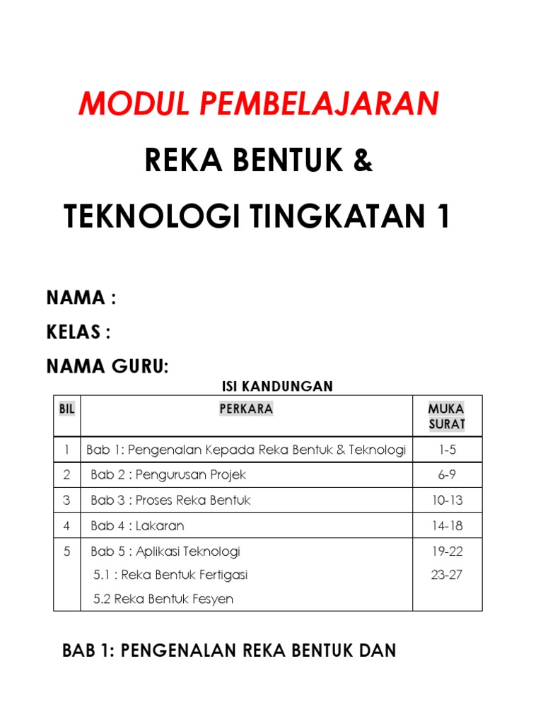 Modul RBT Tingkatan 1 | PDF