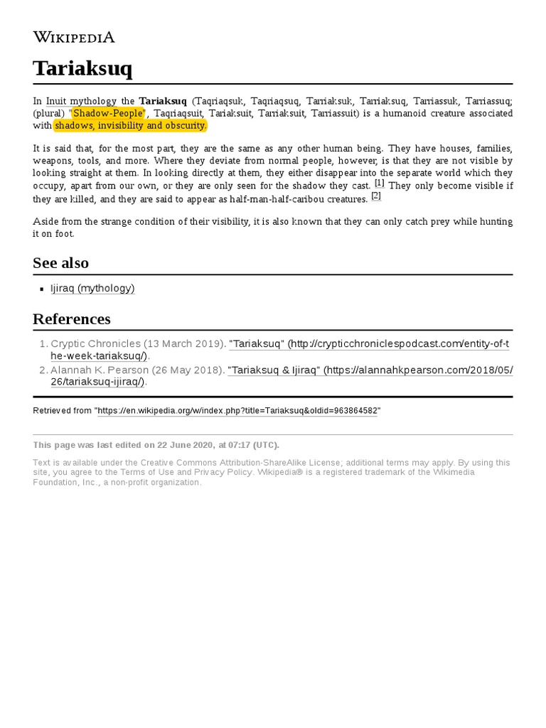 Tariaksuq: See Also | PDF