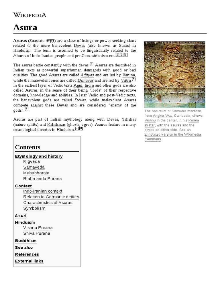 Asura: Asuras (Sanskrit | PDF | Hindu Literature | Hindu Mythology