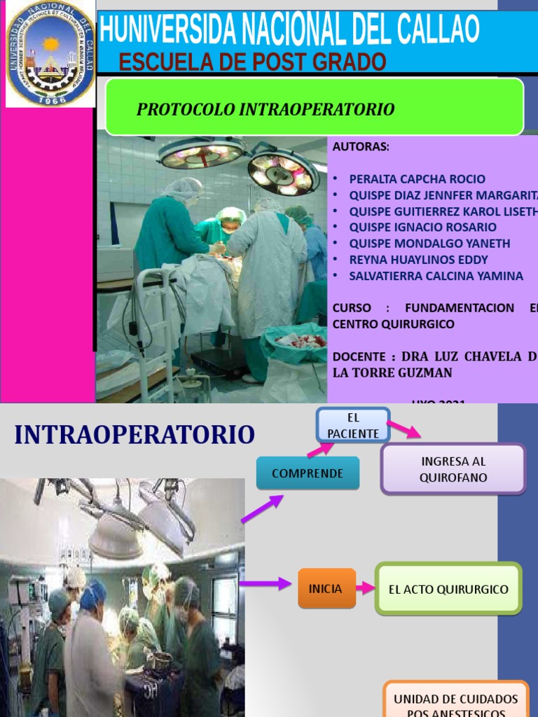 Exposicion de Protocolo Intraoperatorio | PDF | Cirugía | Anestesia