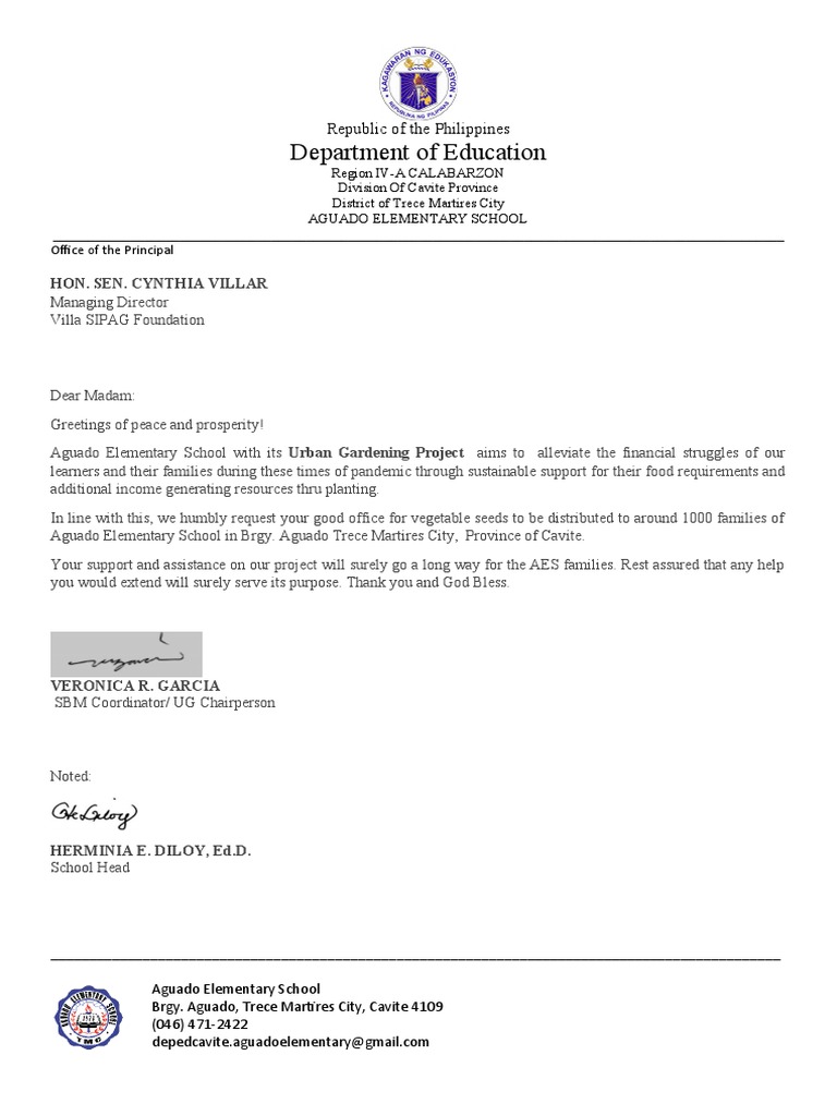 Letter of Request - Sen - Villar | PDF | Agriculture | Food And Drink