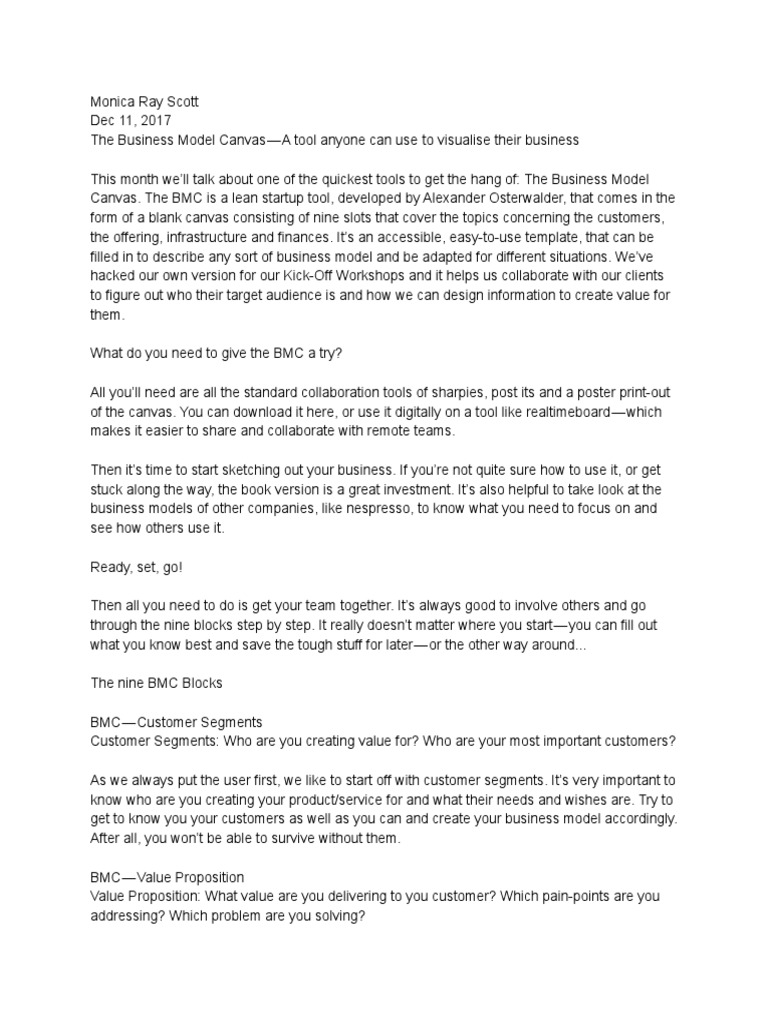 BMC | PDF | Business Model | Communication