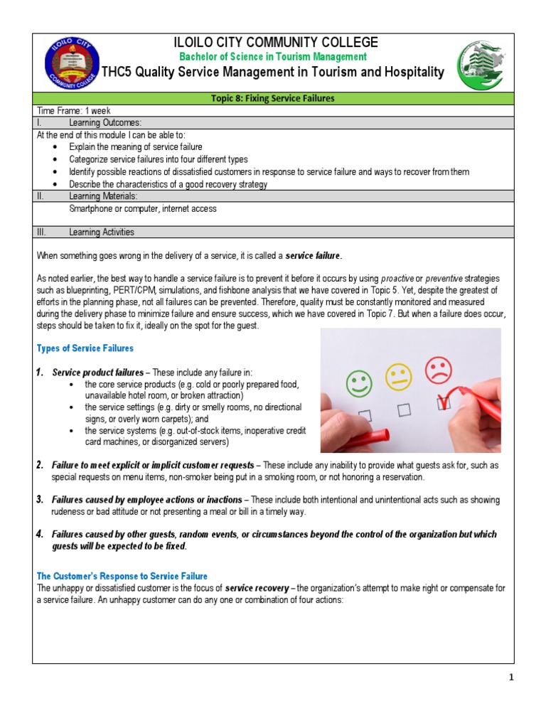 Types and Recovery of Service Failures | PDF | Failure | Business