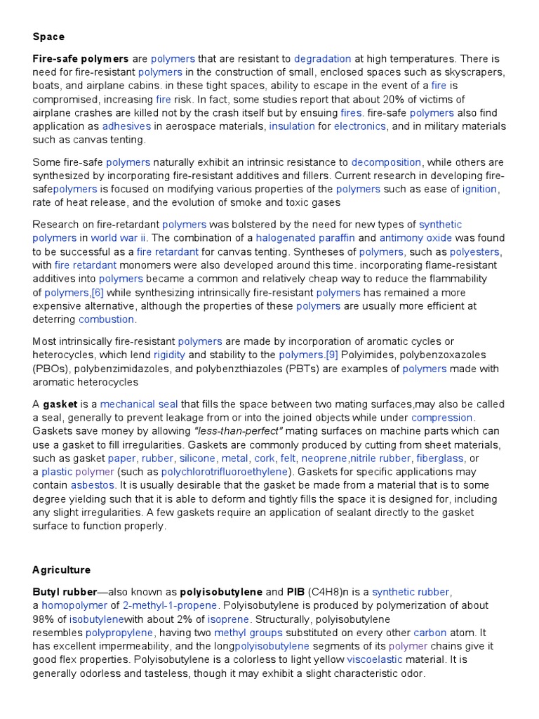 Space Fire-Safe Polymers Are: Polymer | PDF | Building Engineering | Materials