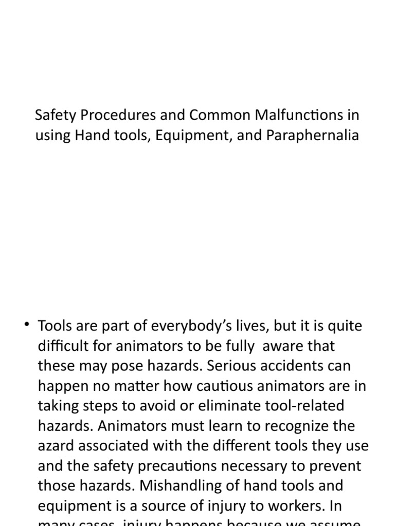 Safety Procedures and Common Malfunctions in Using Hand | PDF | Tools ...