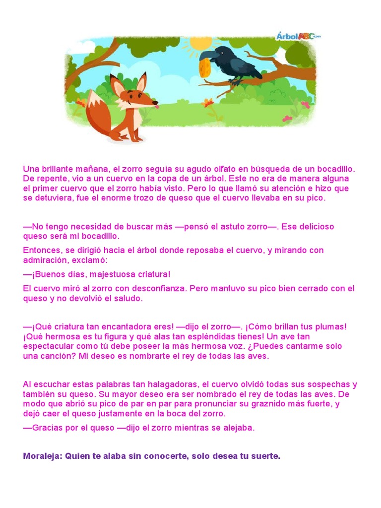 Cuento El Zorro Y El Cuervo Pdf