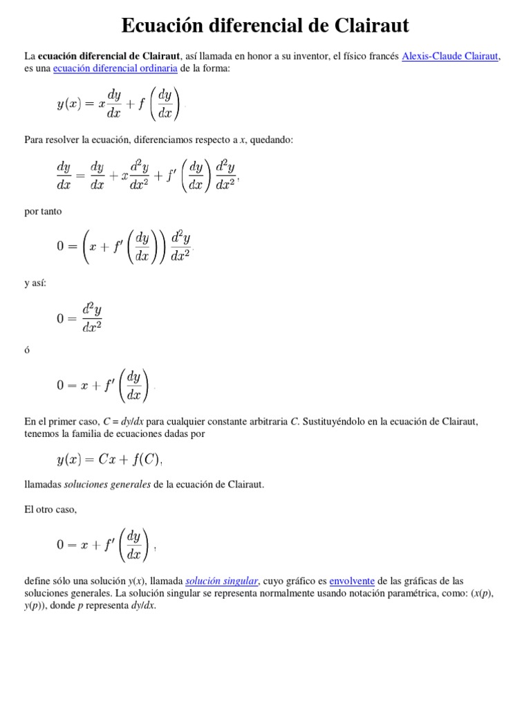 Ecuacion Diferencial de Clairaut | PDF