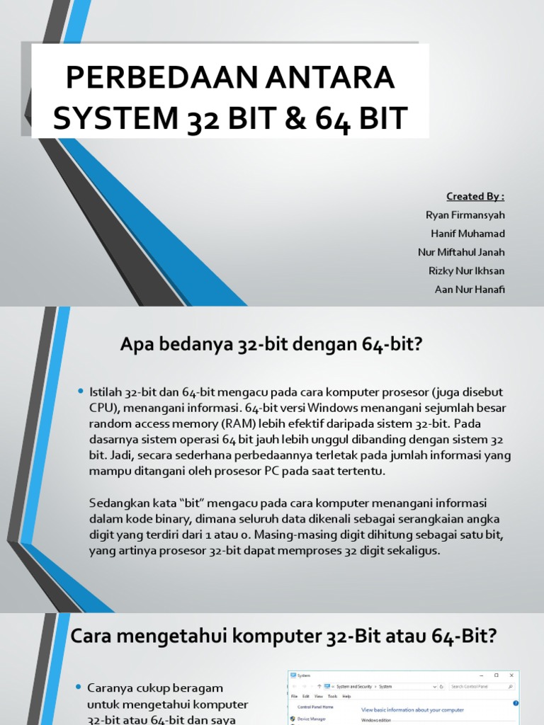 PERBEDAAN ANTARA 32 & 64 Bit | PDF | Game & Aktivitas | Komputer