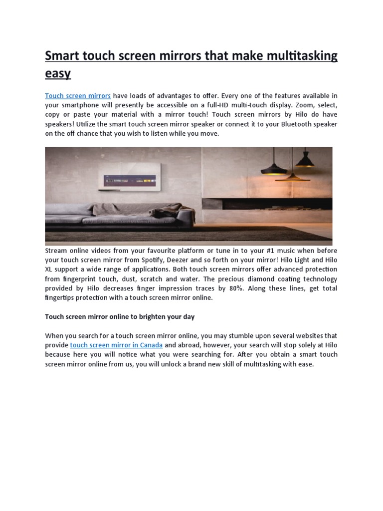 Smart Touch Screen Mirrors That Make Multitasking Easy | PDF