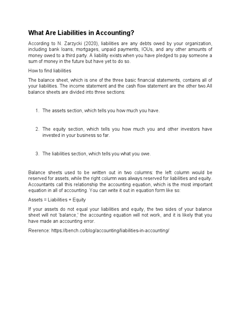 What Are Liabilities in Accounting | PDF