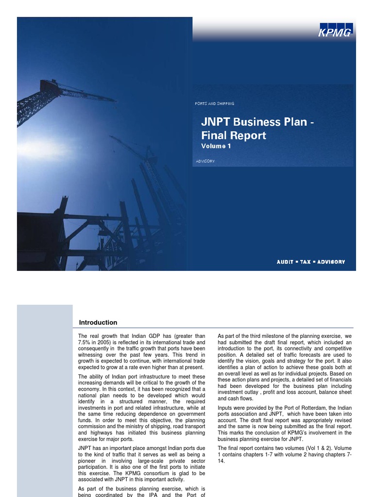 JNPT Final Volume1v2 | PDF | Economic Growth | Business Plan