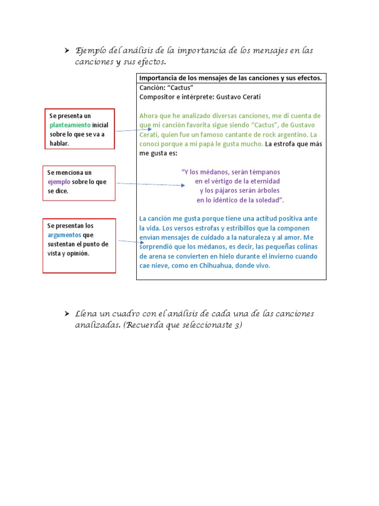 Ejemplo Del Análisis de Las Canciones. | PDF