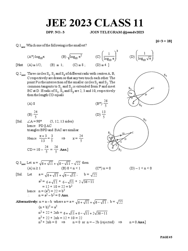 @jeeadv2023 DPP-3 | PDF | Logarithm | Number Theory