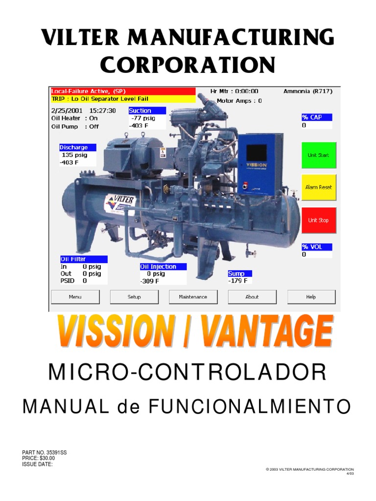 Manual Vilter Vission Vantage Spanish Es MX 5419486 | PDF | Bomba | Presión