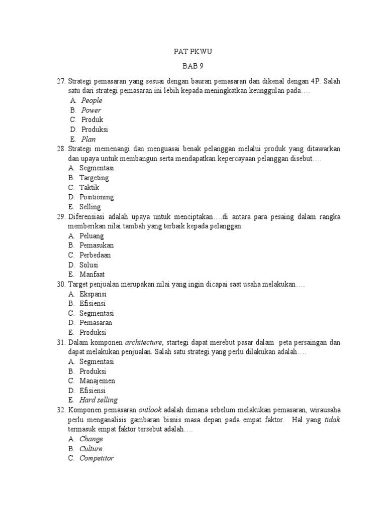 Pat Pkwu Bab 9 | PDF