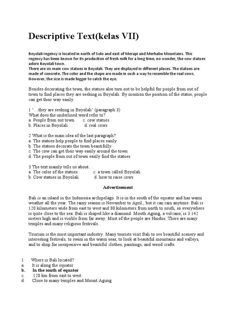 Descriptive Text (Kelas VII) KELAS 7 | PDF | Lion | Bali