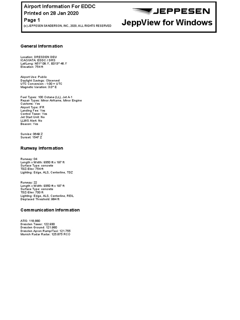 Jeppview For Windows: General Information General Information | PDF ...