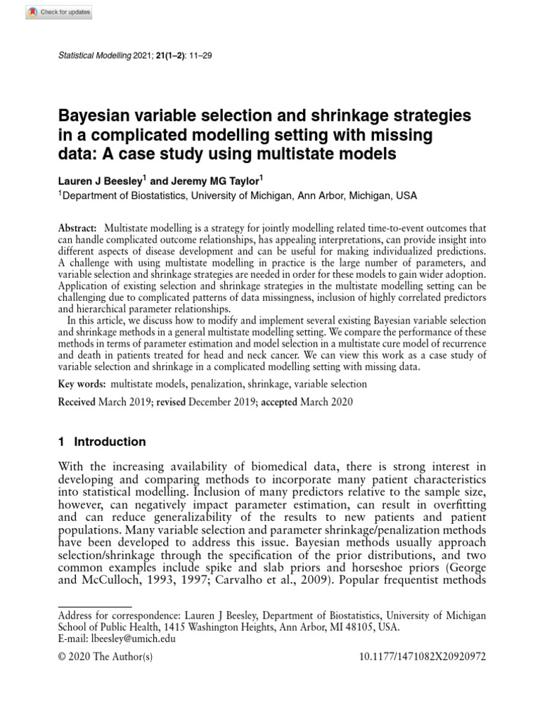 Bayesian Variable Selection and Shrinkage Strategies in A Complicated Modelling Setting With ...
