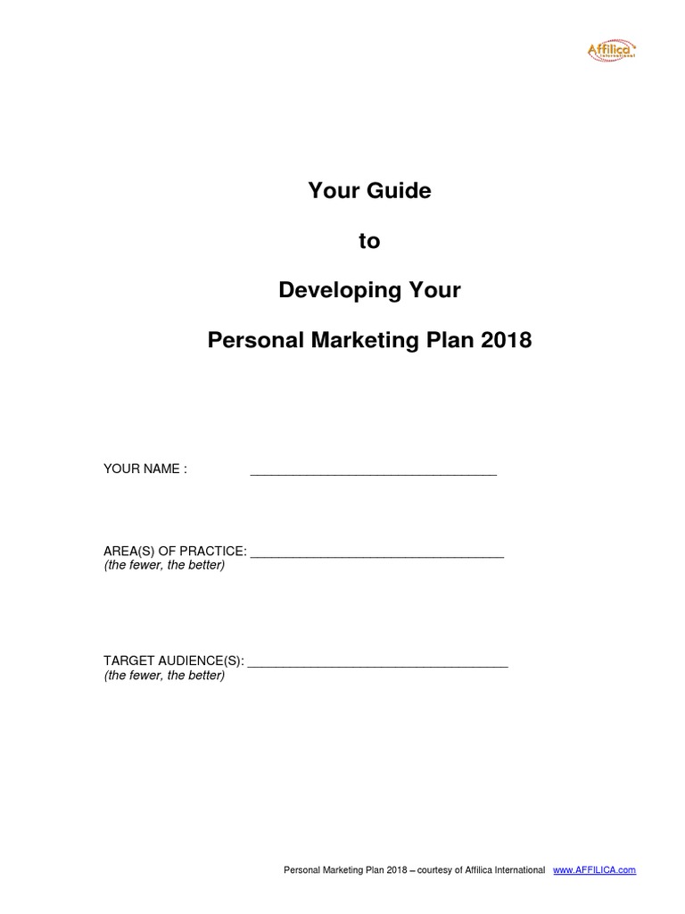 Personal Marketing Plan Sample | PDF | Sales | Microeconomics