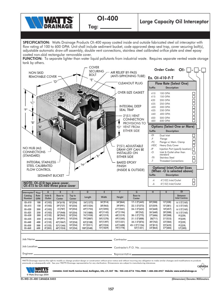 Large Oil Interceptor | PDF | Screw | Manufactured Goods