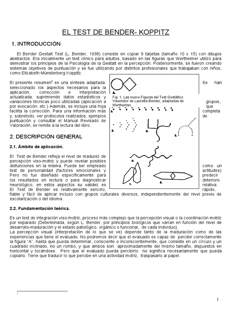 Test de Bender | PDF | Percepción | Diagnostico medico