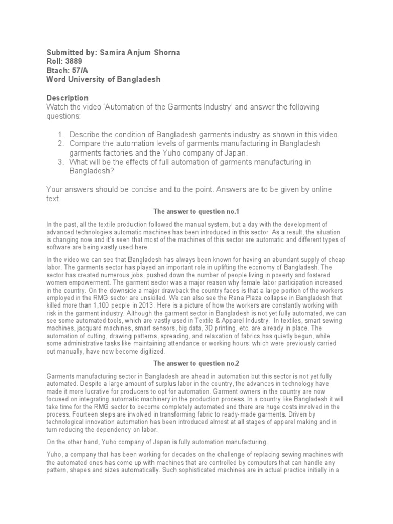 Case Study - Fundamental of MIS | PDF | Automation | Sewing