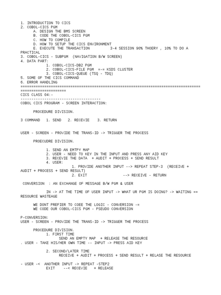 Cics Class 04 | PDF | Information Technology | System Software